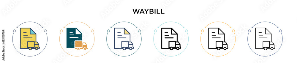 Waybill icon in filled, thin line, outline and stroke style. Vector ...