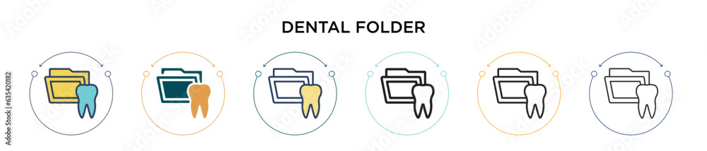Vetor de Dental folder icon in filled, thin line, outline and stroke ...