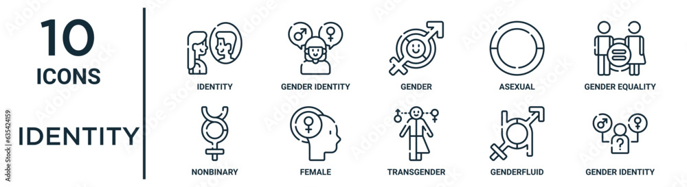 identity outline icon set such as thin line identity, gender, gender ...