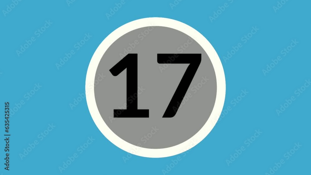 Number 17 seventeen sign symbol animation motion graphics on white ...