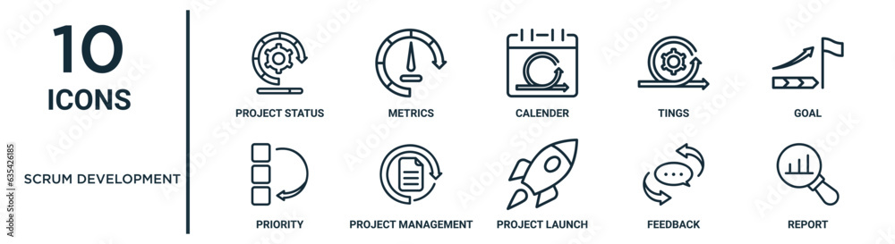 scrum development outline icon set such as thin line project status ... scrum development outline icon set such as thin line project status ...
