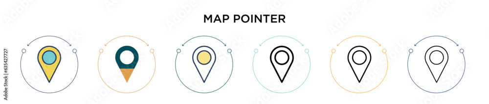 Map pointer icon in filled, thin line, outline and stroke style. Vector ...