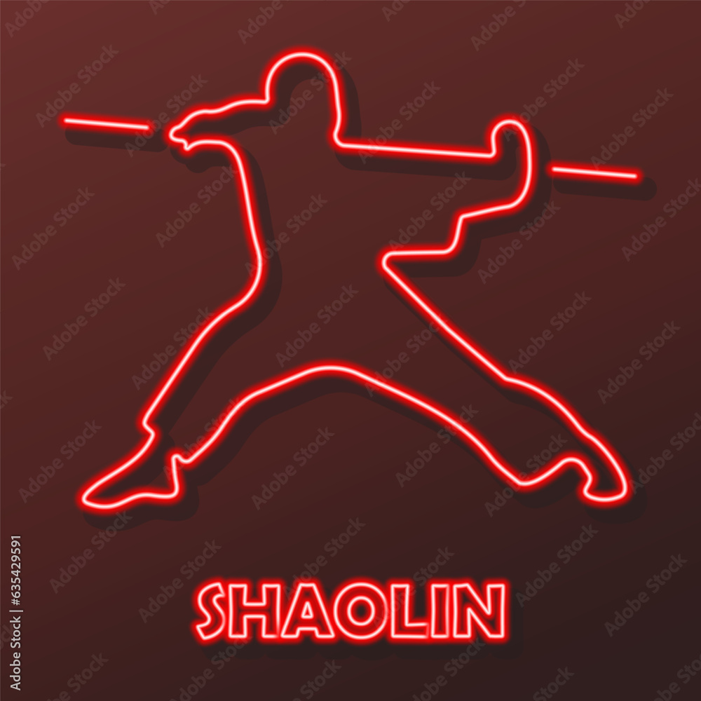 shaolin neon sign, modern glowing banner design, colorful modern design ...