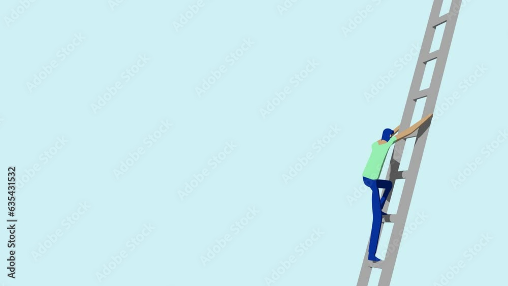 Looping 4K animation of man climbing the ladder. Can be used to ...