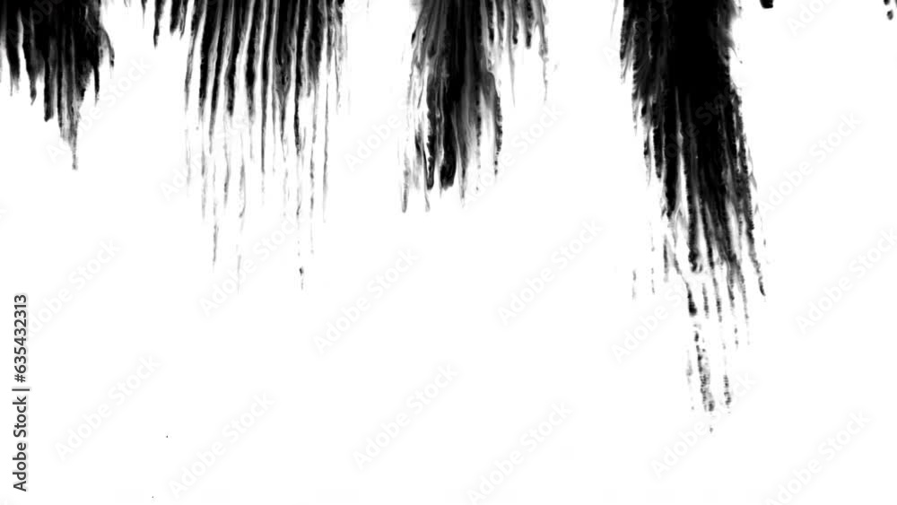 Black ink artistic flow splatter spots spills white paper beautiful ...