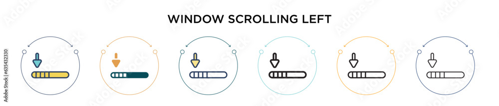 Window scrolling left icon in filled, thin line, outline and stroke ... Window scrolling left icon in filled, thin line, outline and stroke ...