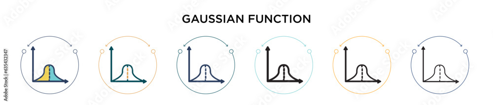 Gaussian function icon in filled, thin line, outline and stroke style ...