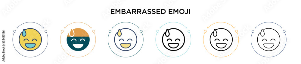 Embarrassed emoji icon in filled, thin line, outline and stroke style ...