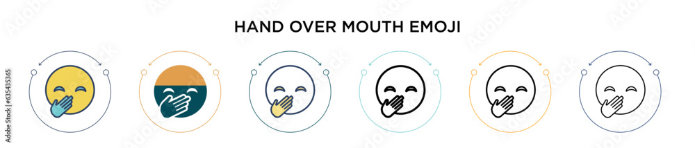 Hand over mouth emoji icon in filled, thin line, outline and stroke ...
