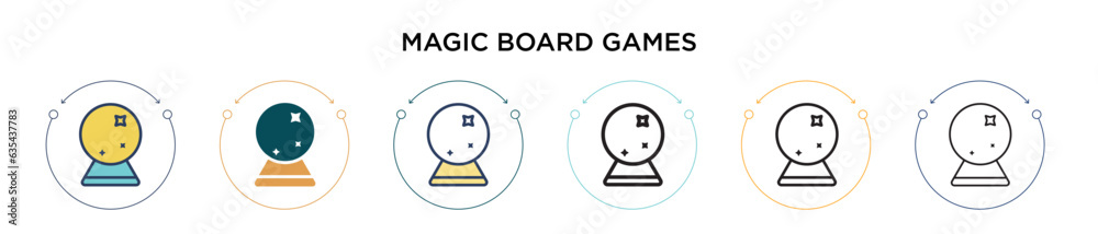 Magic board games icon in filled, thin line, outline and stroke style ...