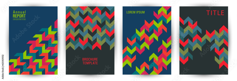 Educational catalog cover page mokup set vector design. Swiss style ...