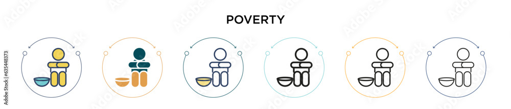 Poverty icon in filled, thin line, outline and stroke style. Vector ...