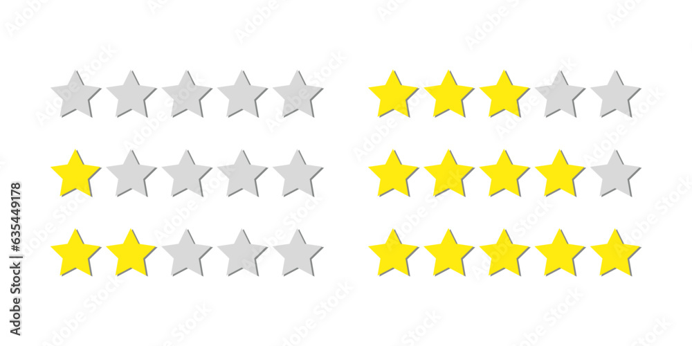Rating scale. Simple evaluaion stars set. Vote scale set. Scale of ...