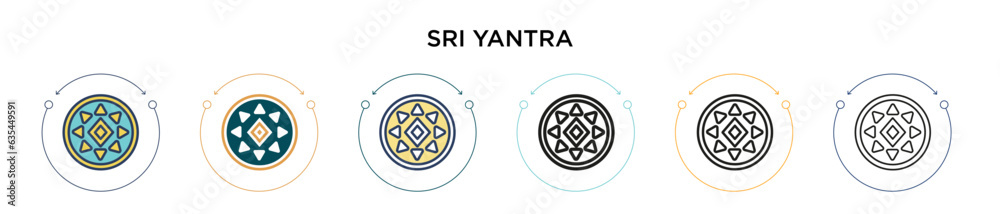 Sri yantra icon in filled, thin line, outline and stroke style. Vector ...