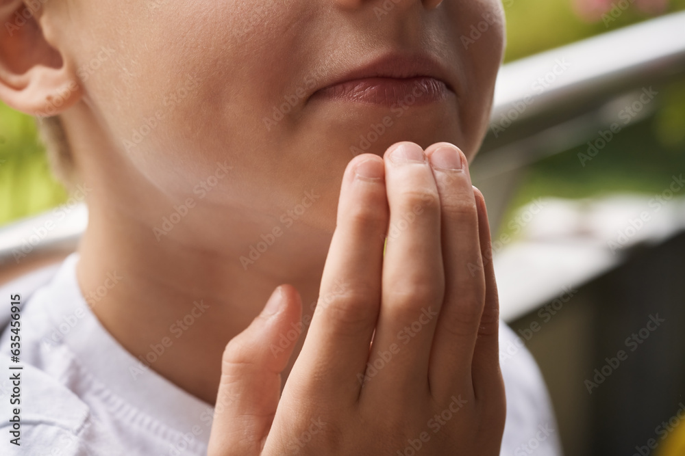 Little Boy practicing EFT tapping - emotional freedom technique Stock ...