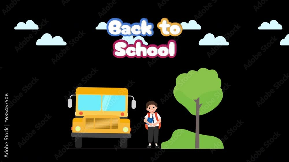 Back to school creative animated banner, 4k alpha channel video. Happy ...