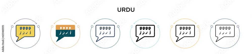 Urdu icon in filled, thin line, outline and stroke style. Vector ...