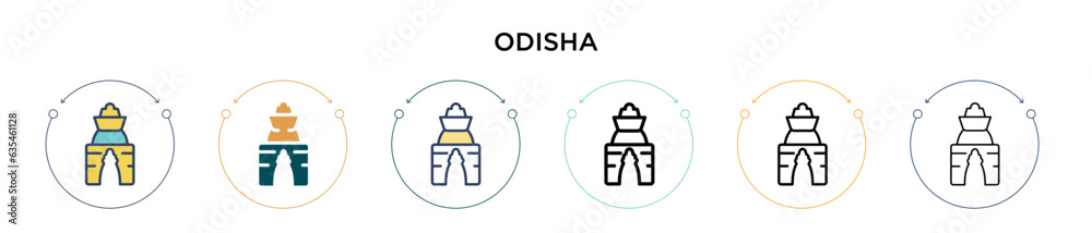 Odisha icon in filled, thin line, outline and stroke style. Vector ...