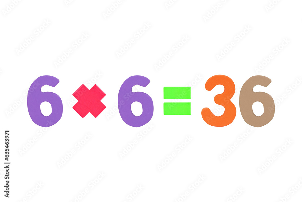 Six multiply Six equals thirty six (6x6=6) Image of simple math ...