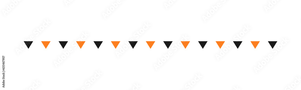 Flag Separator Border illustration line triangle pattern for Halloween day theme concept of ...