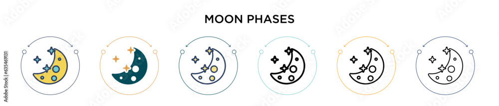 Moon phases icon in filled, thin line, outline and stroke style. Vector ...
