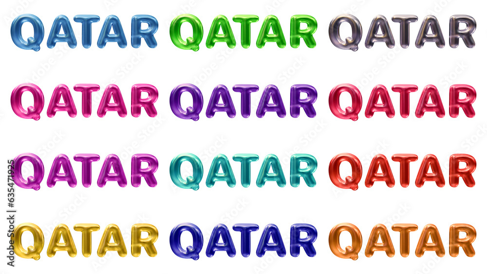 Set of Qatar text effect design isolated on transparent background in ...