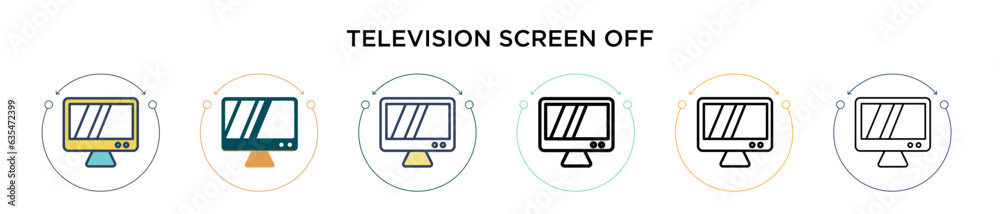 Television screen off icon in filled, thin line, outline and stroke ...