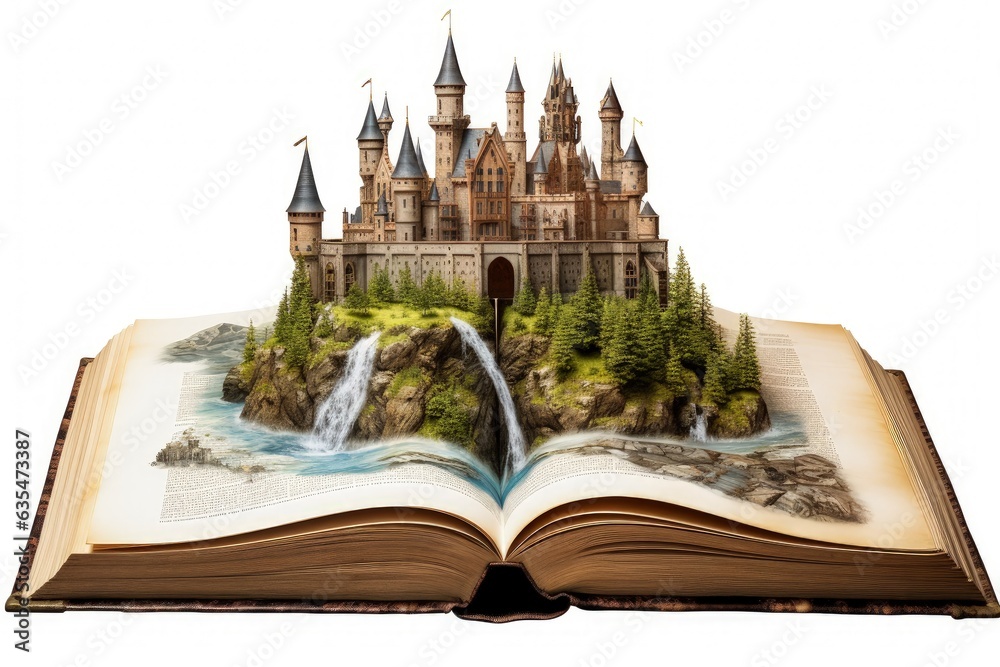 Medieval castle coming out of the book, story and fantasy concept ...