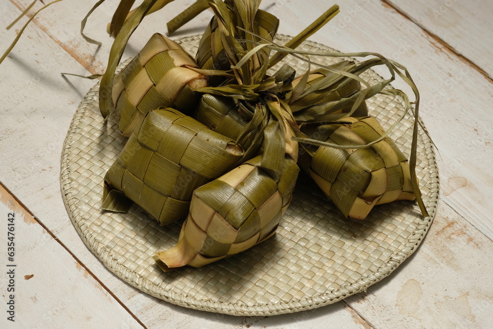 Ketupat is a typical Javanese dish made from rice which is wrapped in a ...