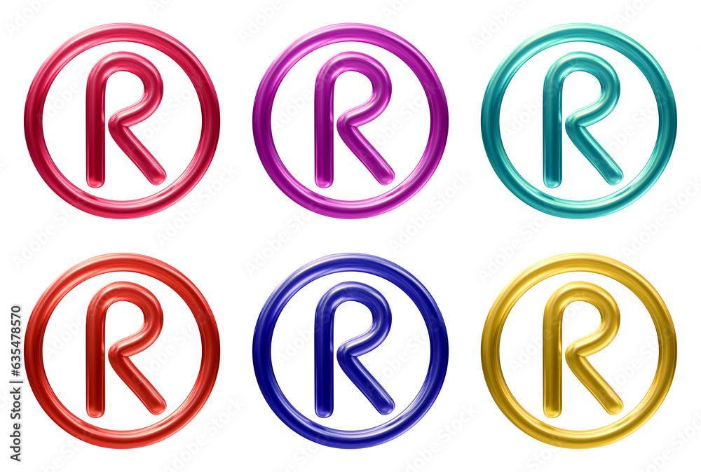 Set of registered trademark icon in 3d rendering isolated on ...