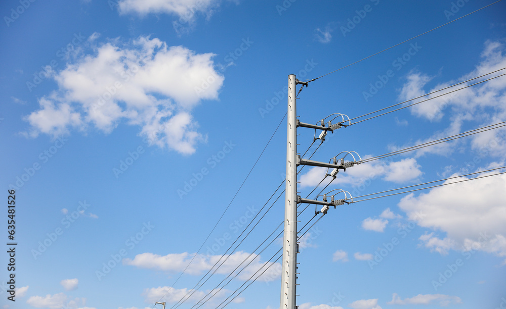 overhead power lines depict vital electric power transmission, linking ...