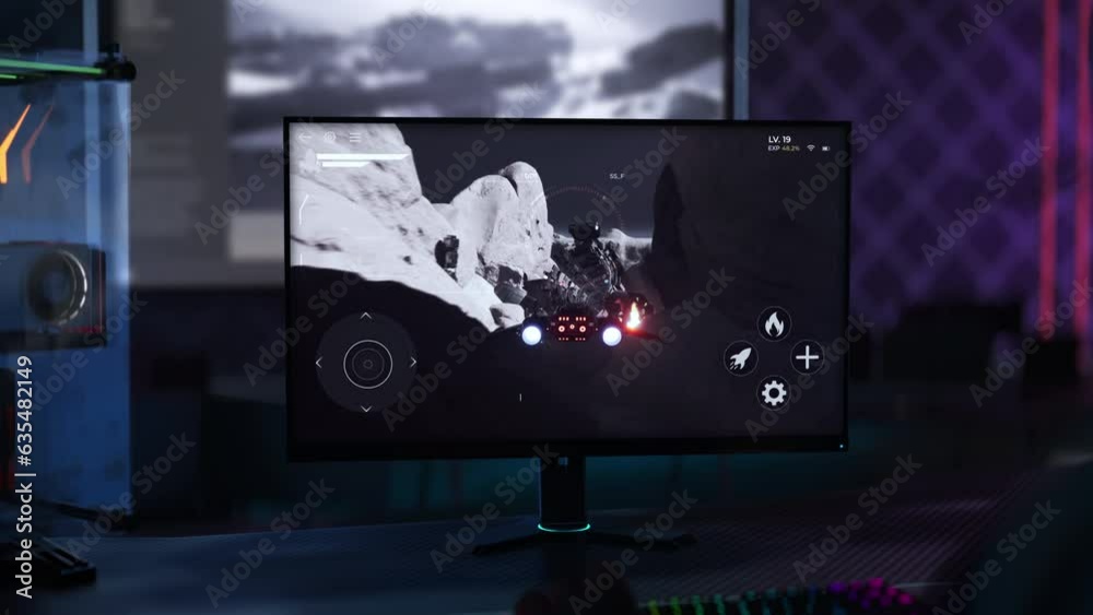 Flying the futuristic spaceship in the alien planet exploration ...