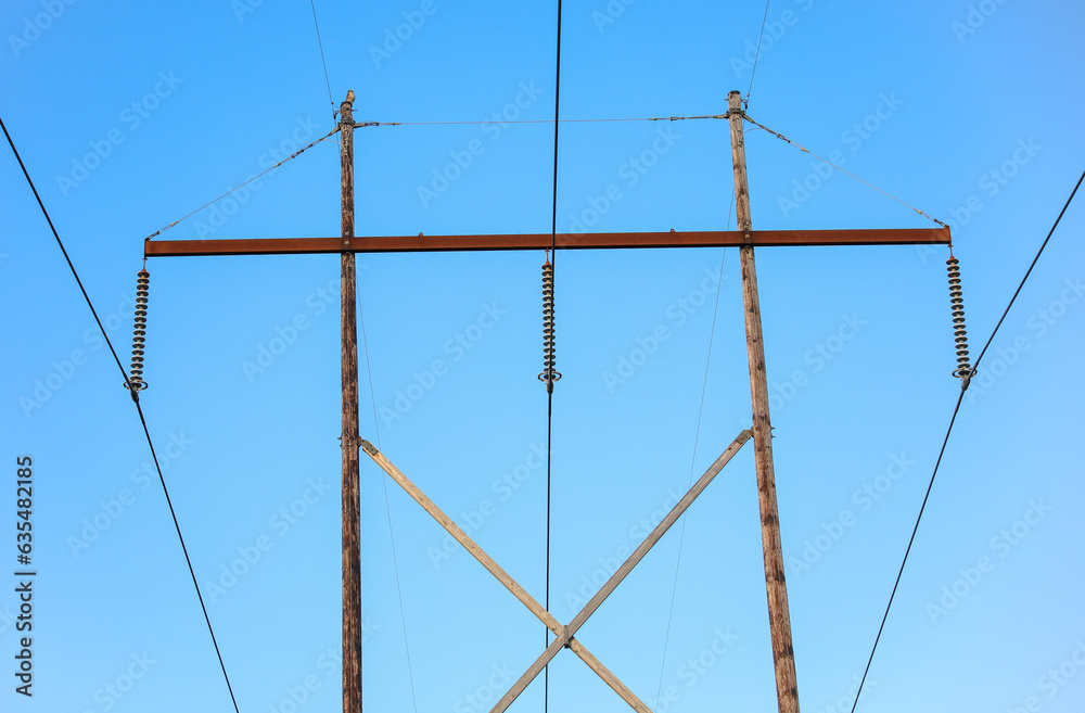 overhead power lines depict vital electric power transmission, linking ...