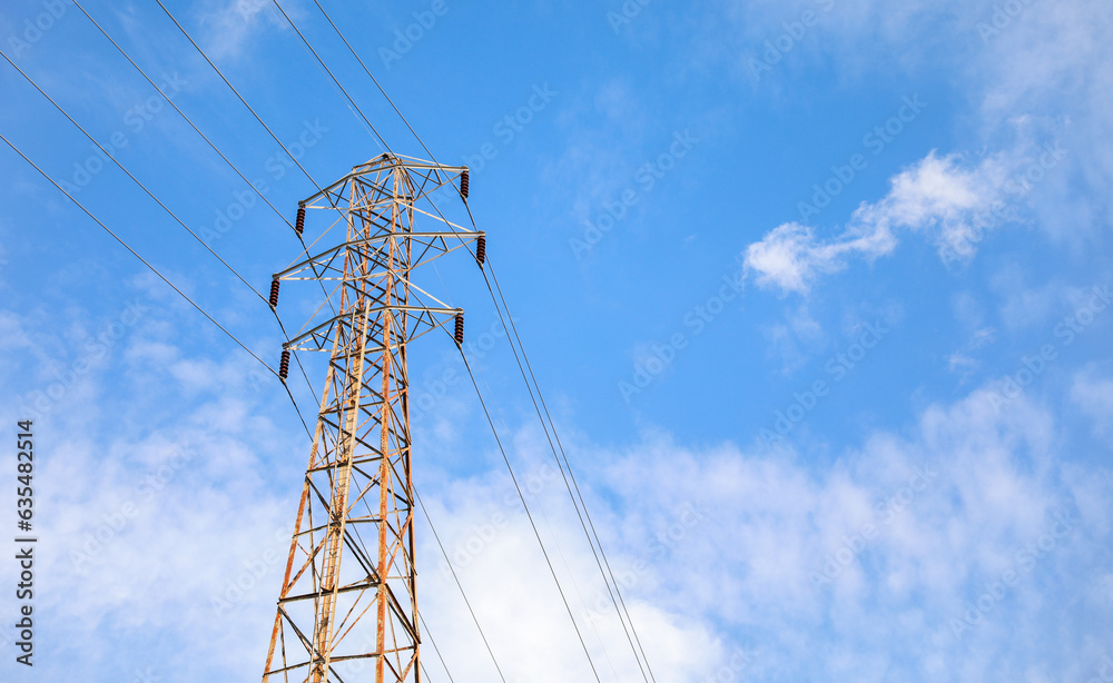 overhead power lines depict vital electric power transmission, linking ...