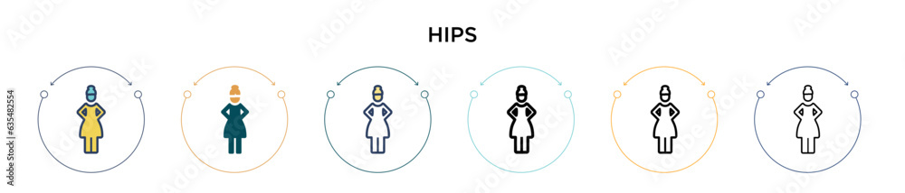 Hips icon in filled, thin line, outline and stroke style. Vector ...