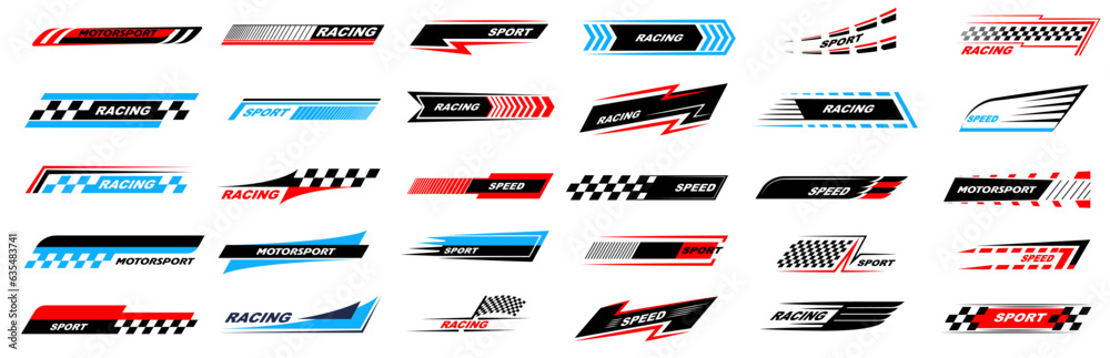 Sports stripes, car stickers black color. Racing decals for tuning set ...