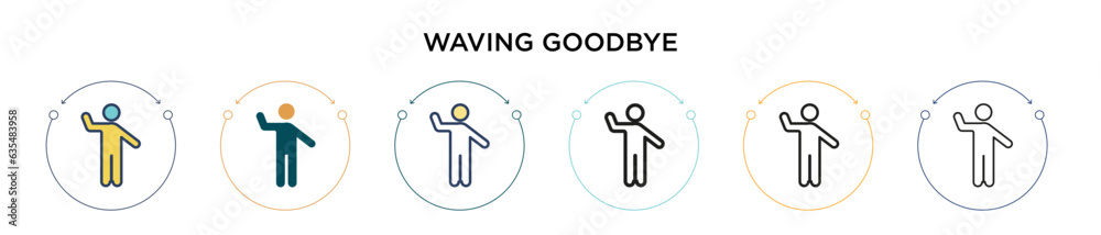 Waving goodbye icon in filled, thin line, outline and stroke style ...