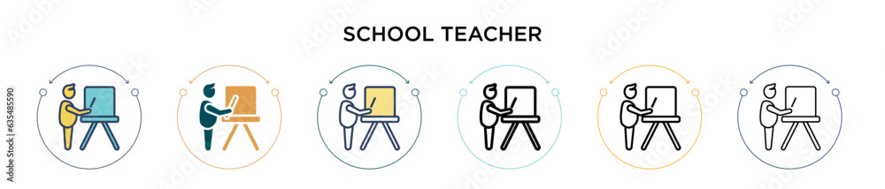 School teacher icon in filled, thin line, outline and stroke style ...