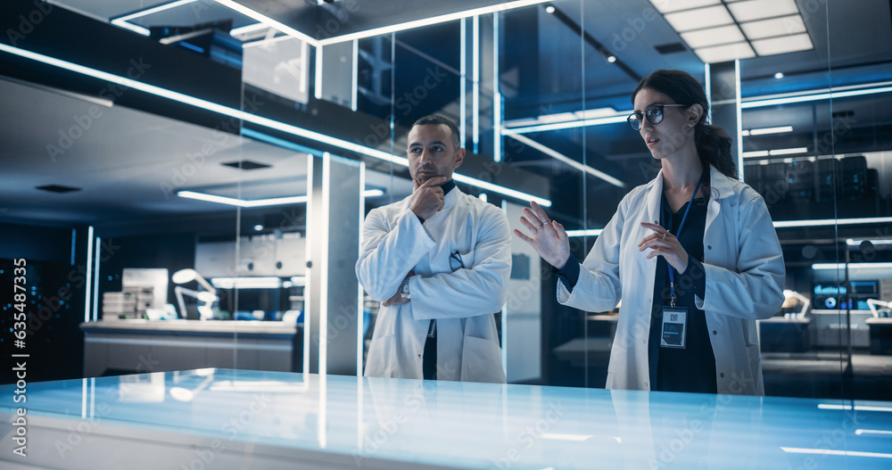 Multiethnic Male And Female Scientists Standing In the High-Tech ...