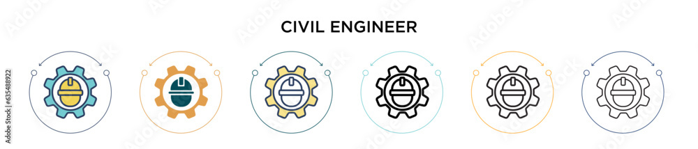 Civil engineer icon in filled, thin line, outline and stroke style ...