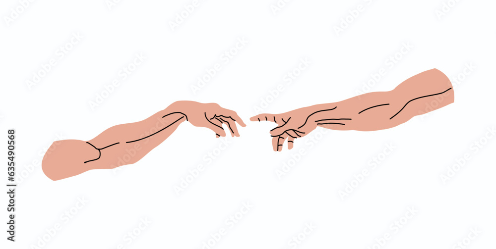 Creation of Adam. God's hand. Reach for each other. Touch with your ...