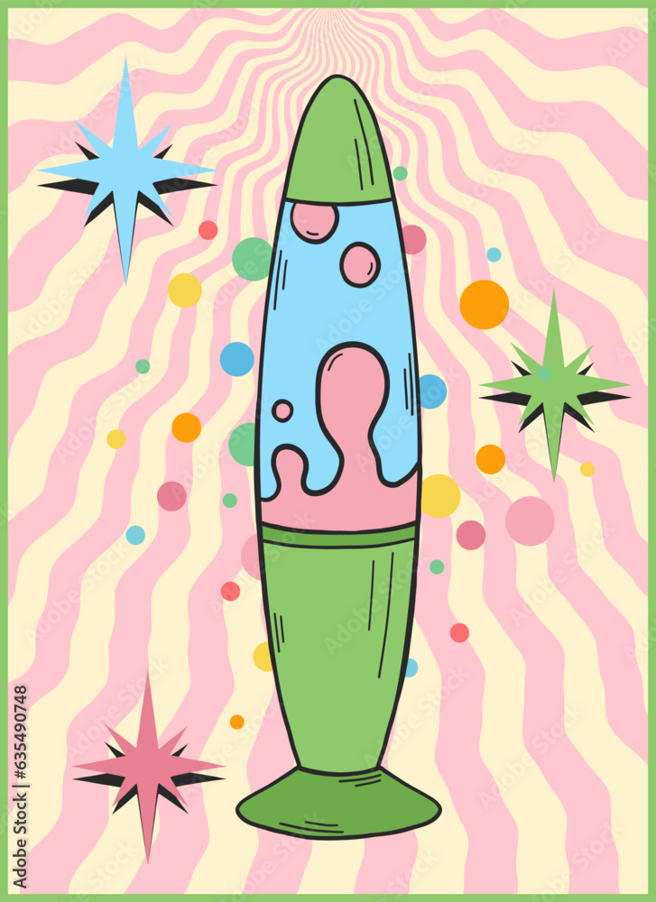 Groovy retro poster. Hippie style background. Groovy lava lamp. 60s and ...
