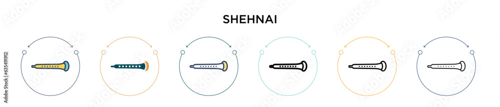 Shehnai icon in filled, thin line, outline and stroke style. Vector ...