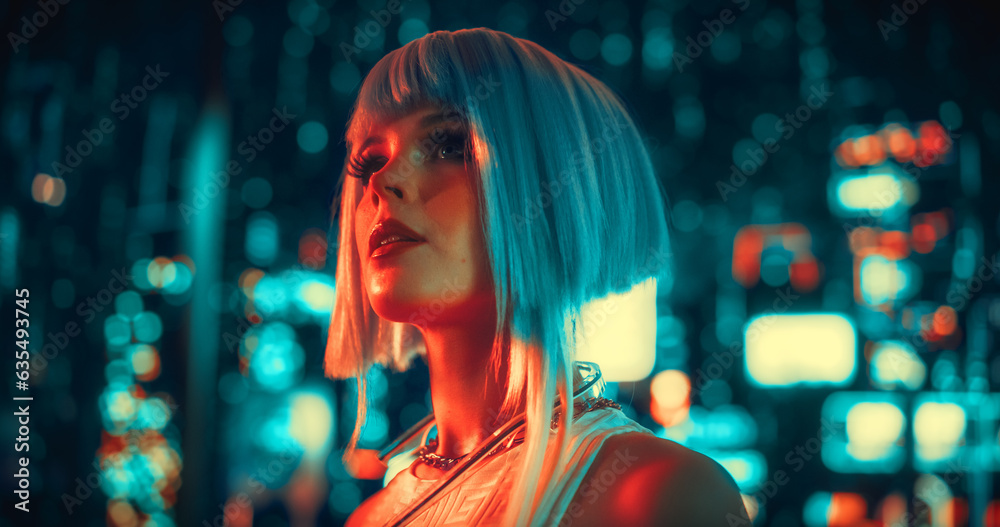 Beautiful Retro-Futuristic Portrait of a Human Gamer Girl Resembling an ...