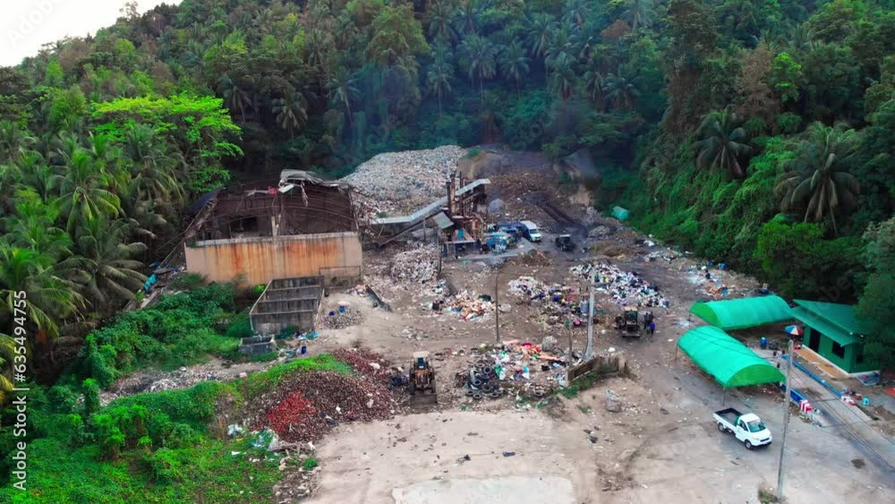 Drone Reveals Waste Burning on Tropical Landfill, Amidst Island ...