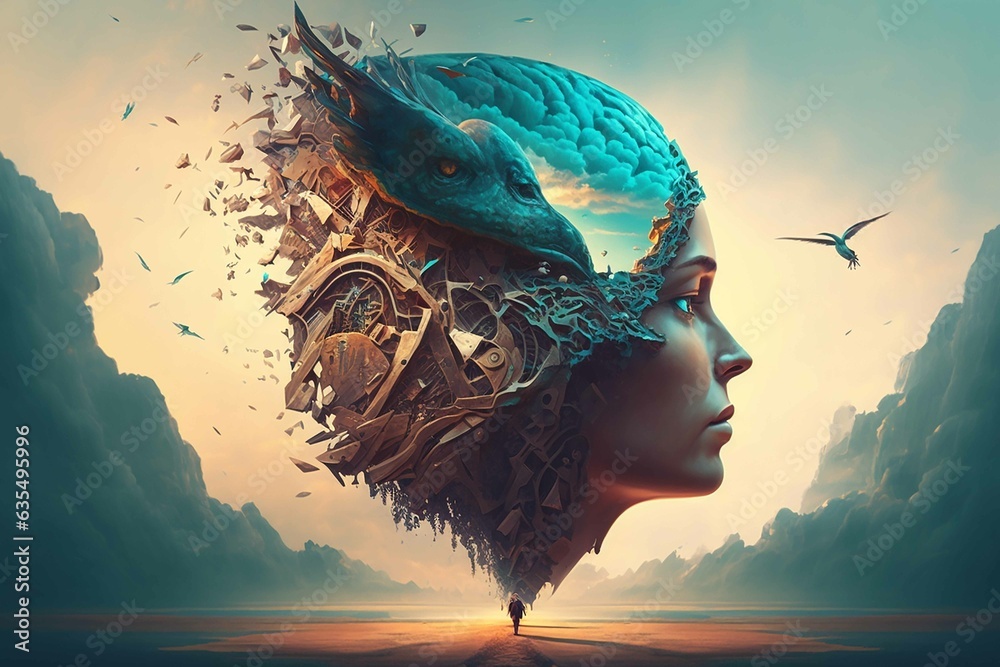 Brain mind way soul and hope concept art, surreal mystery artwork ...