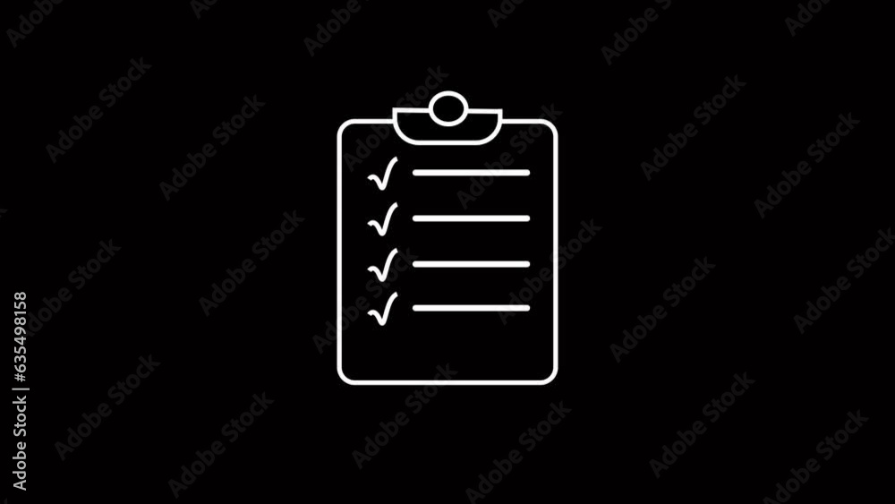 Checklist check mark icon on to do list document paper animation background. k1_502 Stock 비디오 ...