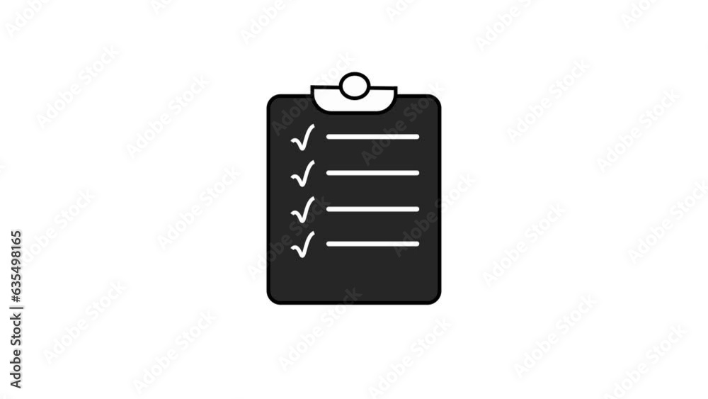 Checklist check mark icon on to do list document paper animation ...