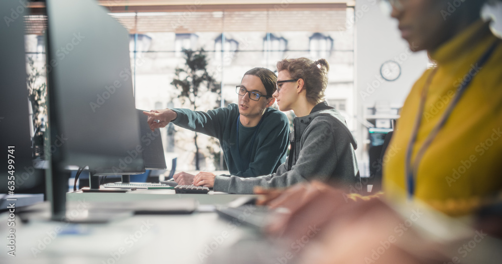 Smart Young Students Studying in University with Diverse Multiethnic ...