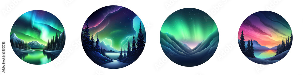 Aurora Borealis clipart collection, vector, icons isolated on ...